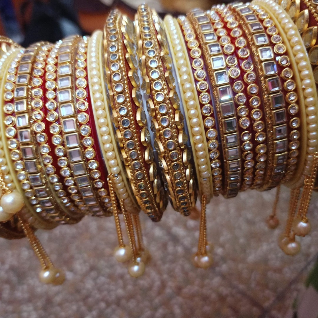 Traditional Indian Wedding Bridal Kundan Chuda, Punjabi Bridal Choora ...