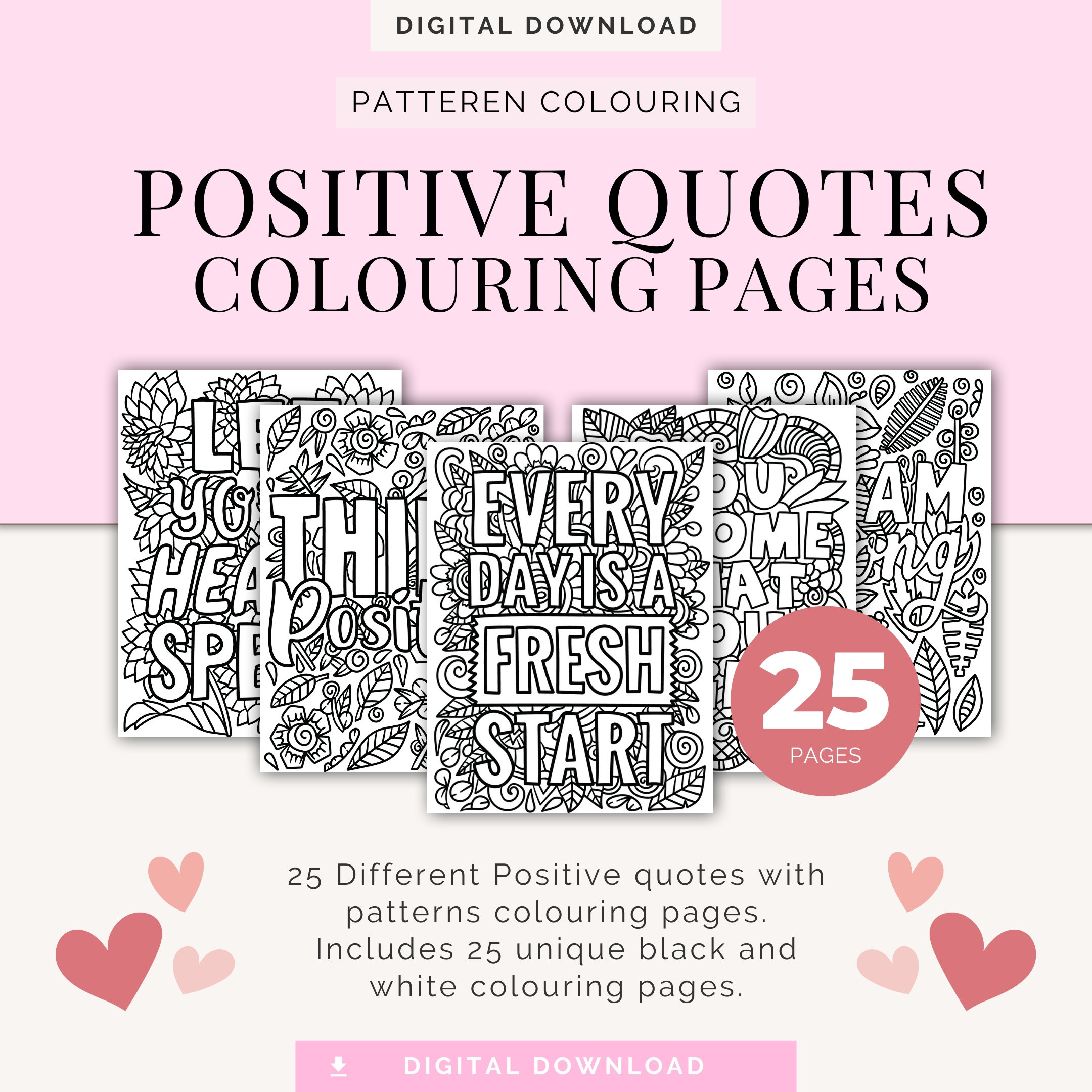 25 Positive Quotes Colouring Pages, Coloring Activities Worksheets ...