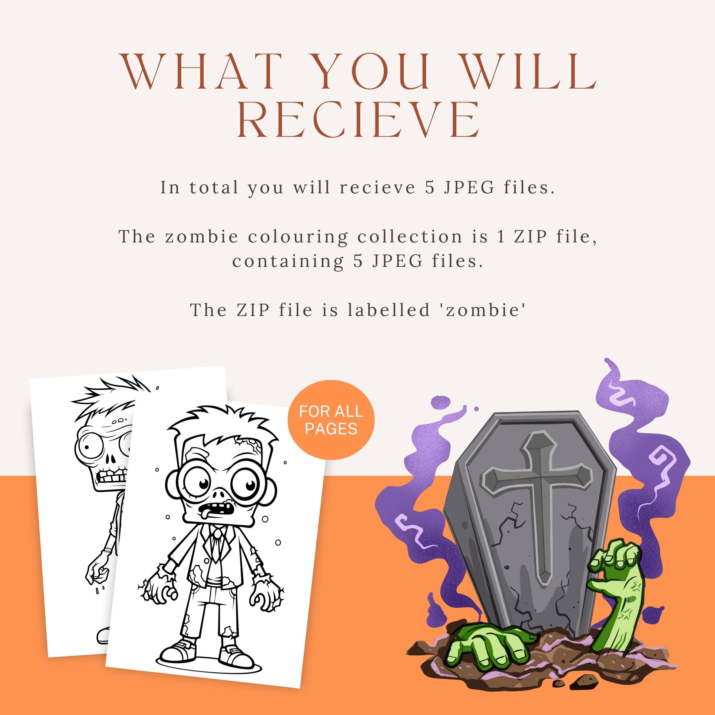 5 Zombie Halloween Colouring Pages, Halloween Activities Worksheets ...