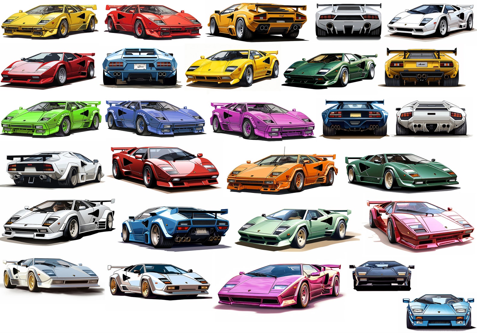 28 Lamborghini Countach Car Clip Arts, Water Colour Jpegs, JDM Sports ...