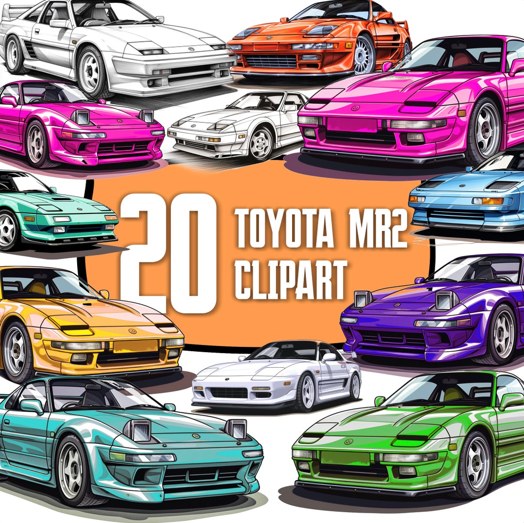 20 Toyota MR2 Car Clip Arts, Water Colour Jpegs, JDM Sports Cars ...