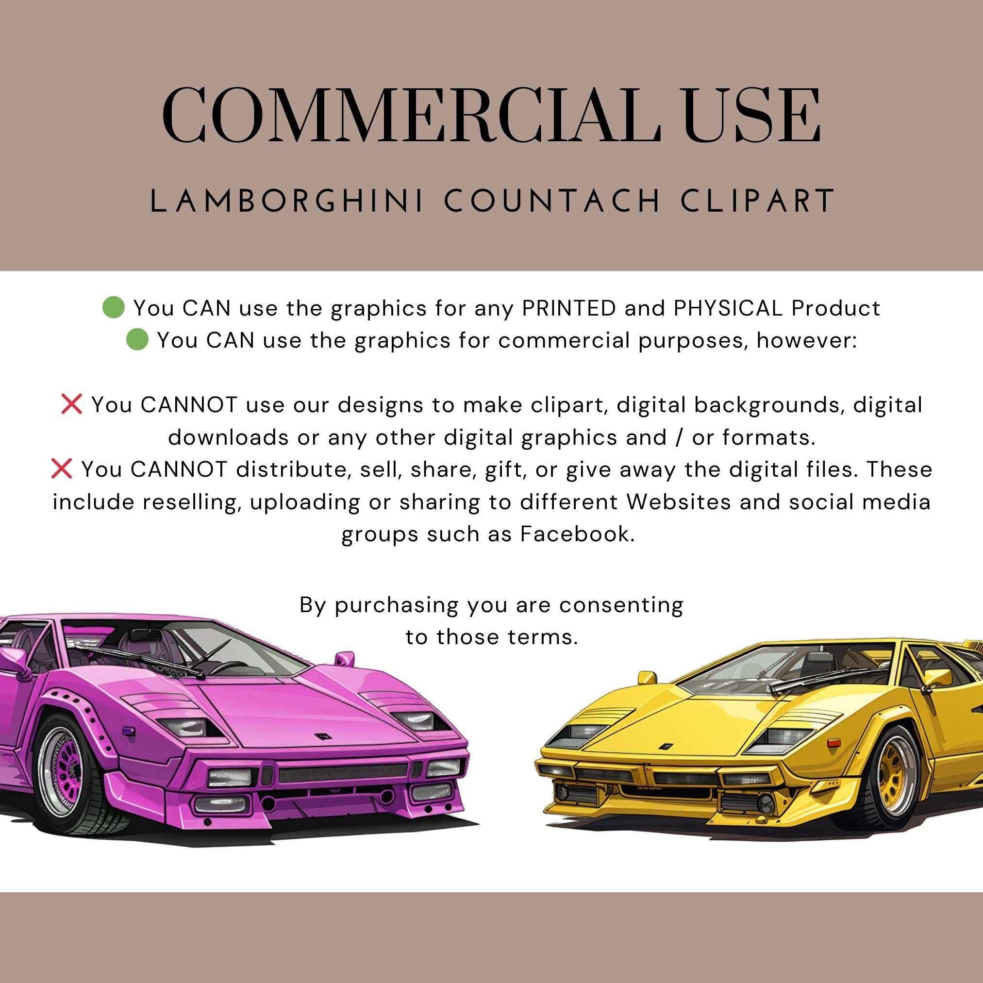 28 Lamborghini Countach Car Clip Arts, Water Colour Jpegs, JDM Sports ...