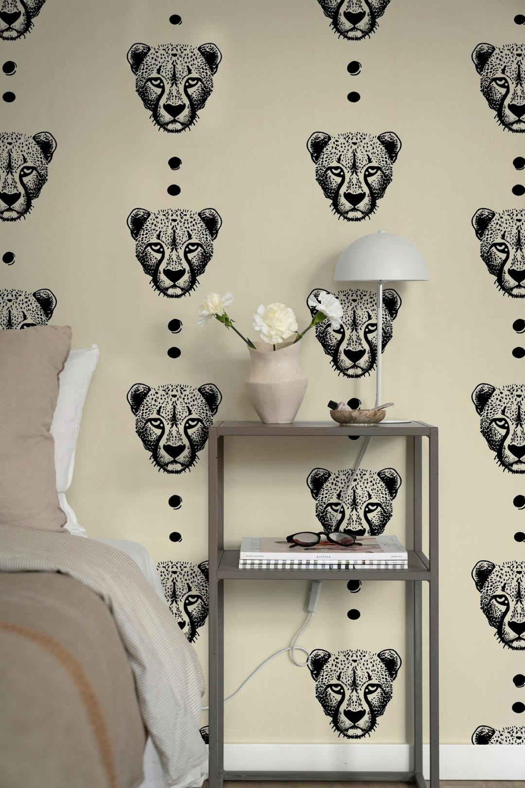Cheetah Face Wallpaper, Safari Peel and Stick Mural, Neutral Animal ...