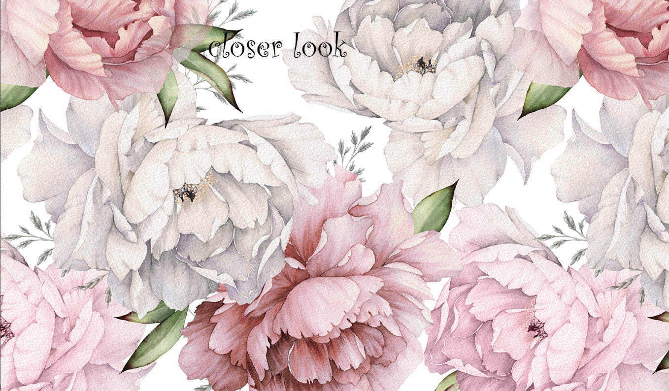 Watercolor Peony Wallpaper, Pink Peony Flower, Mural, Nursery Flower ...