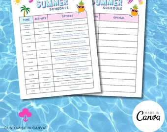 SUMMER Schedule Printable | Summer Schedule for Kids | Summer Checklist ...