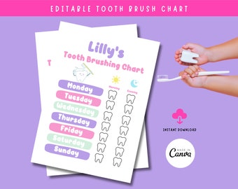 Personalised Tooth Brushing Chart Tooth Brush Chart | Kids Teeth ...