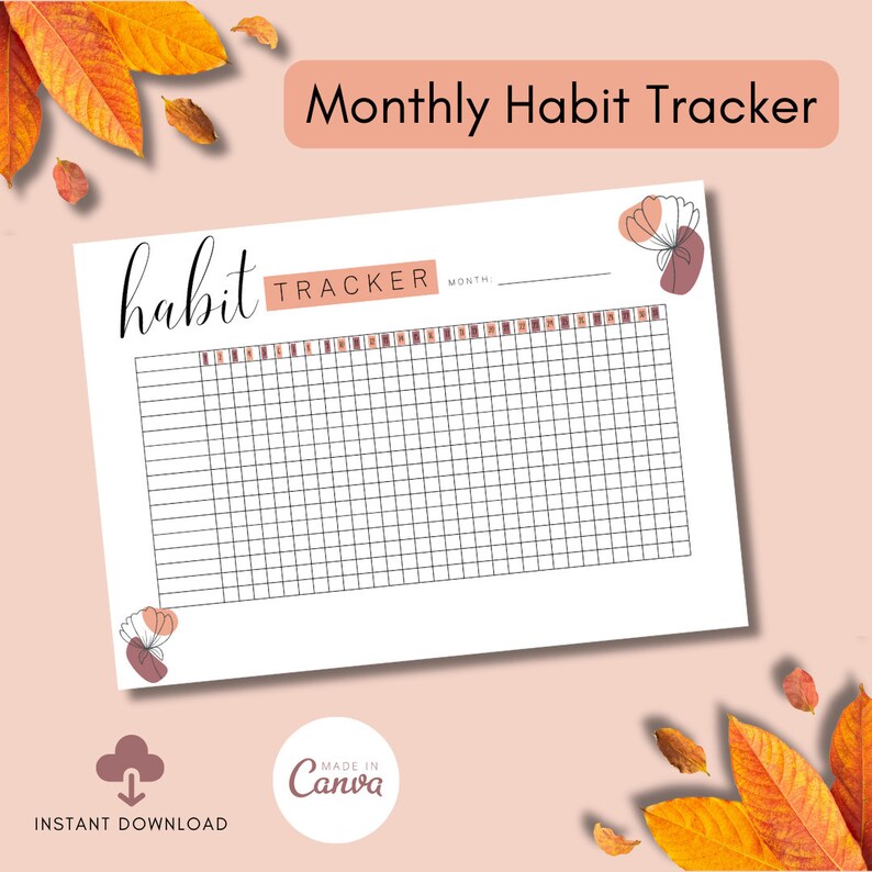 Monthly Habit Tracker | Printable Habit Tracker | Goal Setting | 30 Day ...