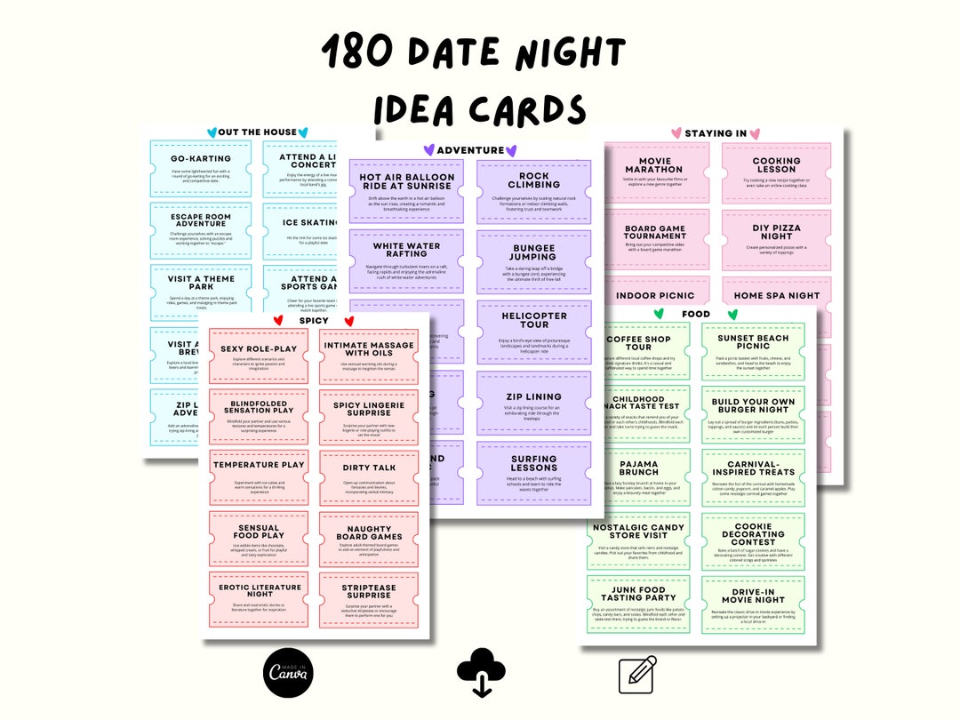 Date Night Cards Date Night Jar Cards Gifts for Couples Date Night ...