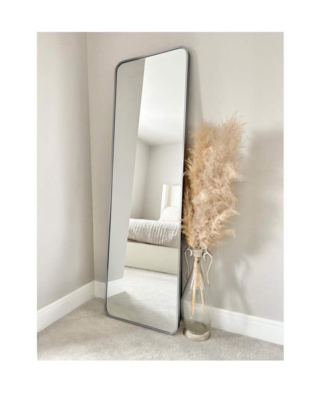 Silver Modern Tall Metal Frame Mirror Wall & Floor Standing - Etsy
