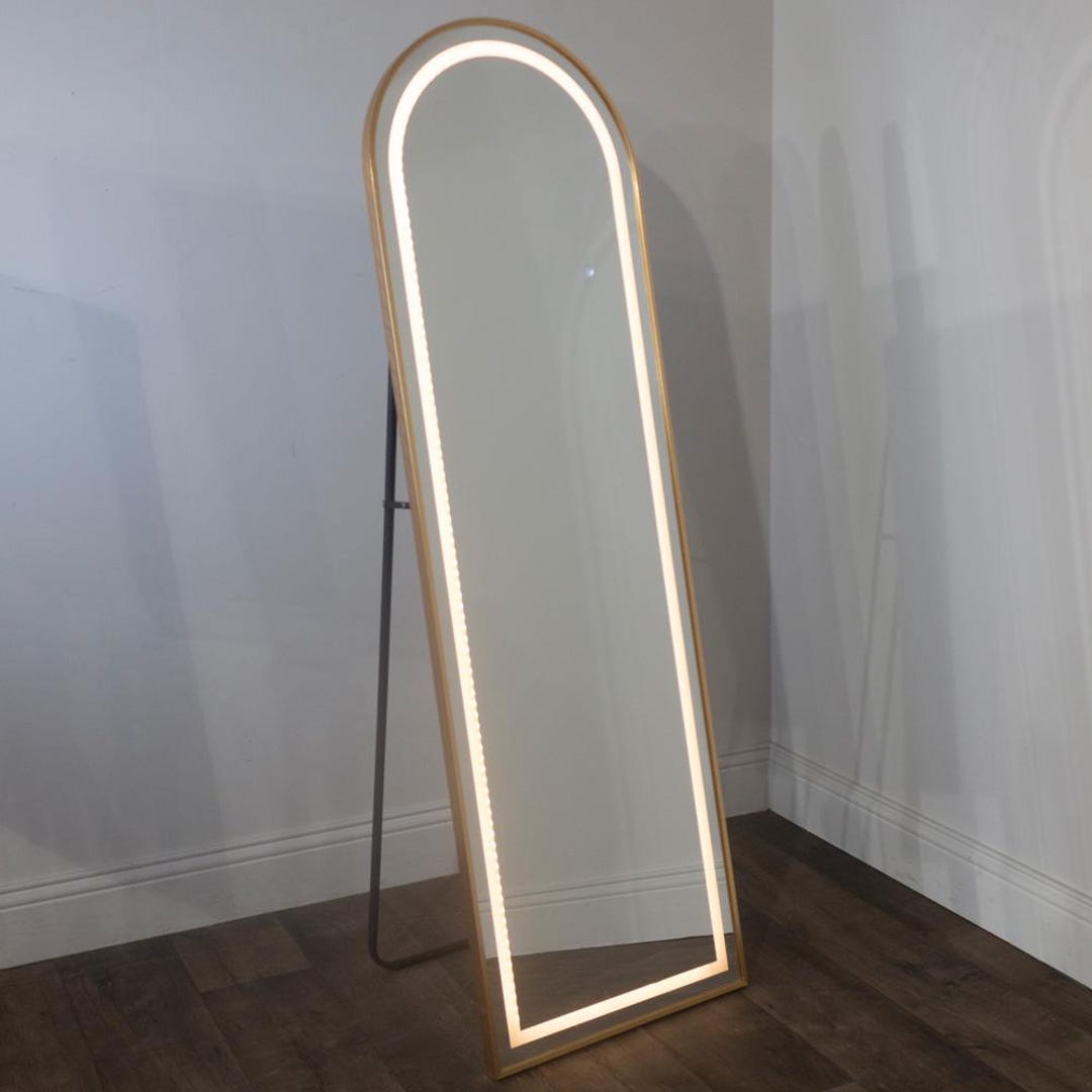 Gold Arched LED Modern Tall Metal Frame Mirror Wall & Floor Standing - Etsy