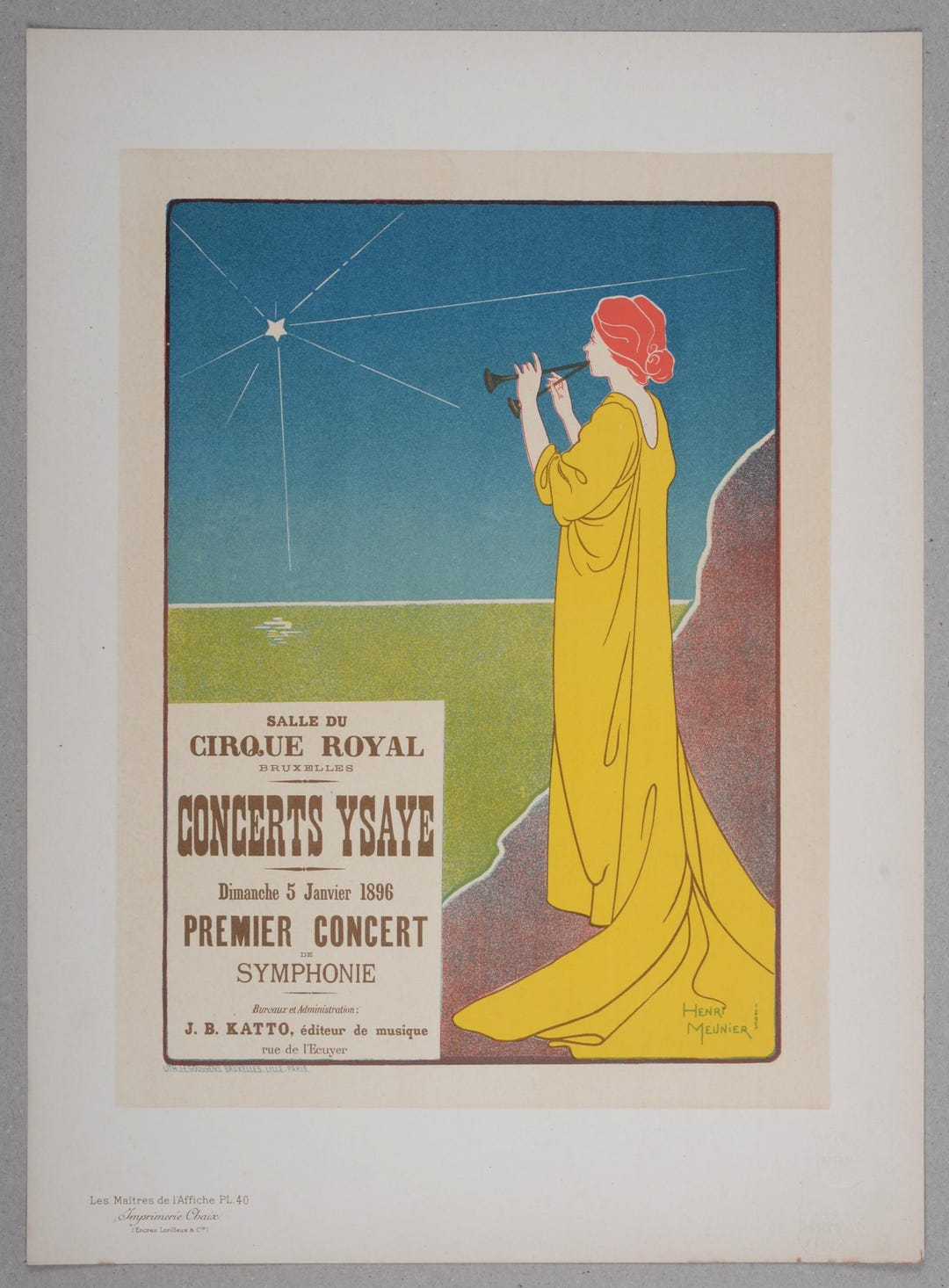 Henri Meunier – Concerts Ysaye, 1896 – Original Lithograph – "les ...
