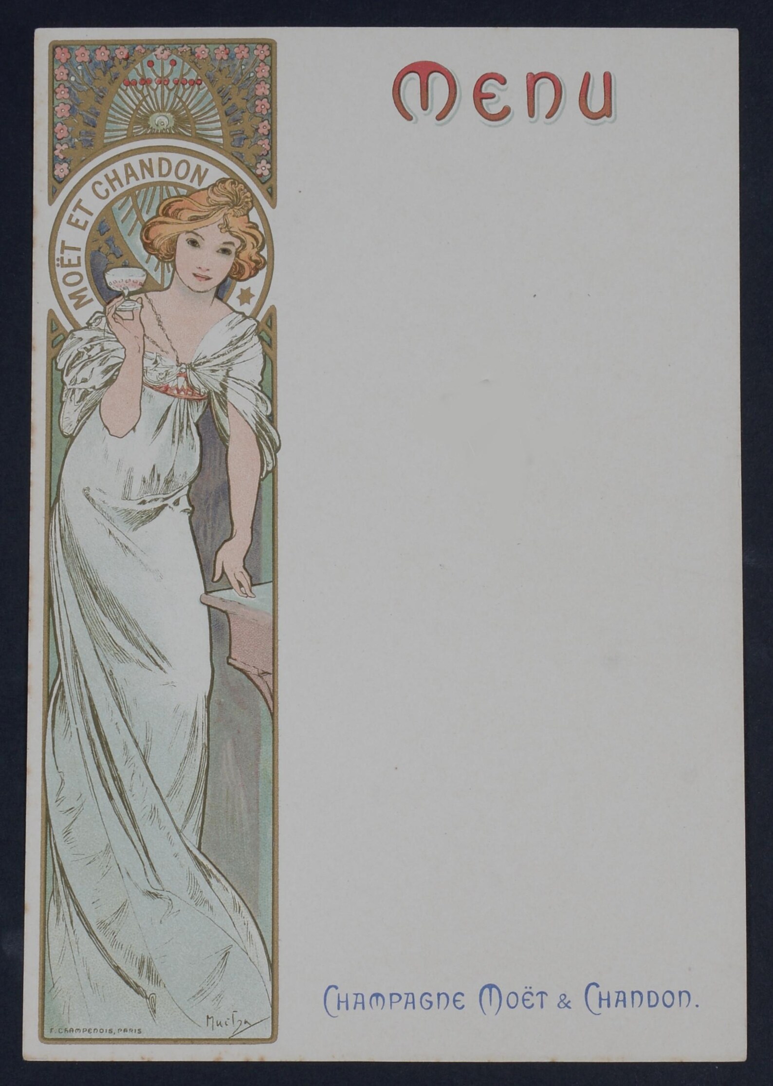 Alphonse Mucha – "champagne Moët & Chandon Menu", 1899 – Original ...