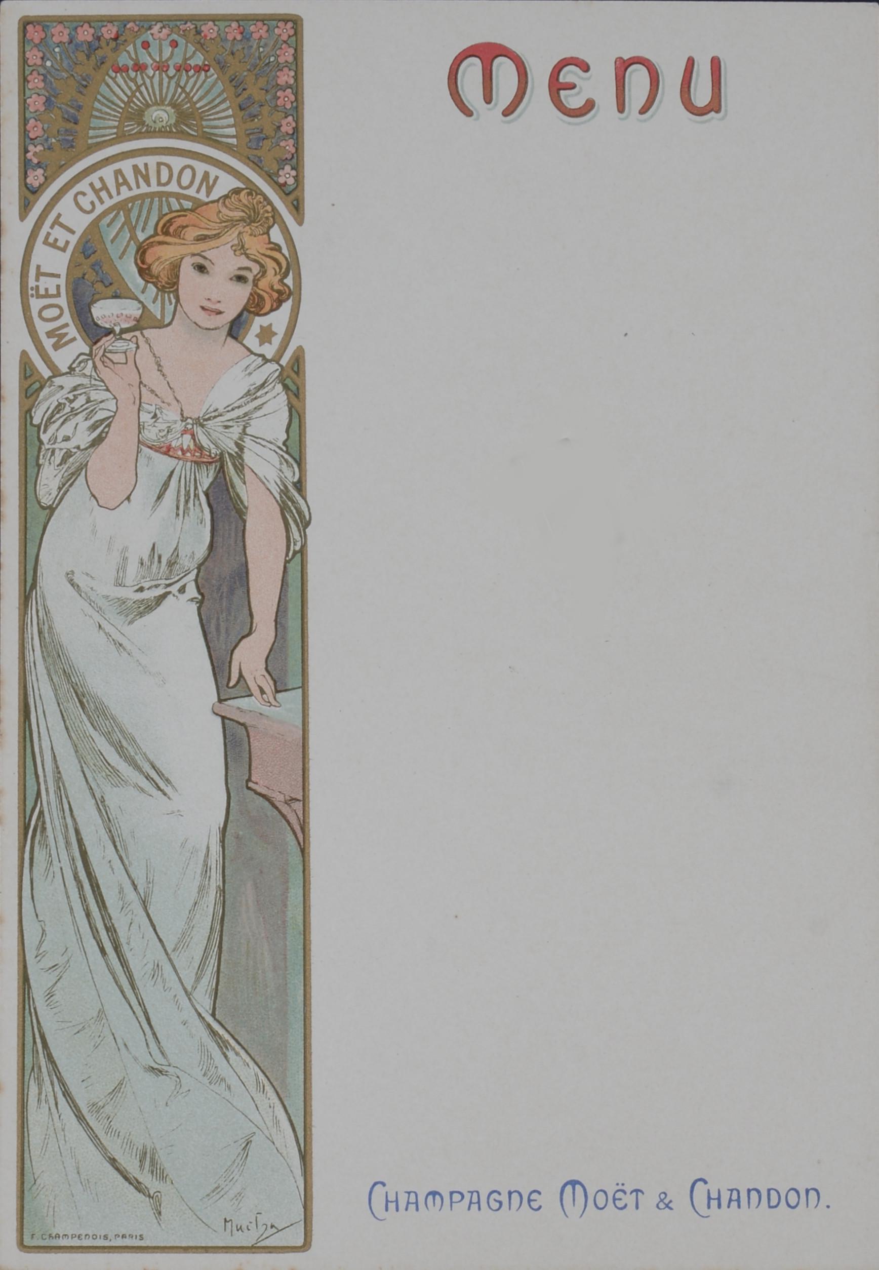 Alphonse Mucha – "champagne Moët & Chandon Menu", 1899 – Original ...