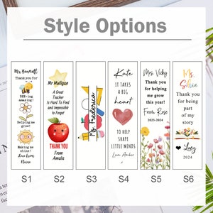 Personalized Teacher Bookmark, Thank You Gift, Teacher Appreciation ...