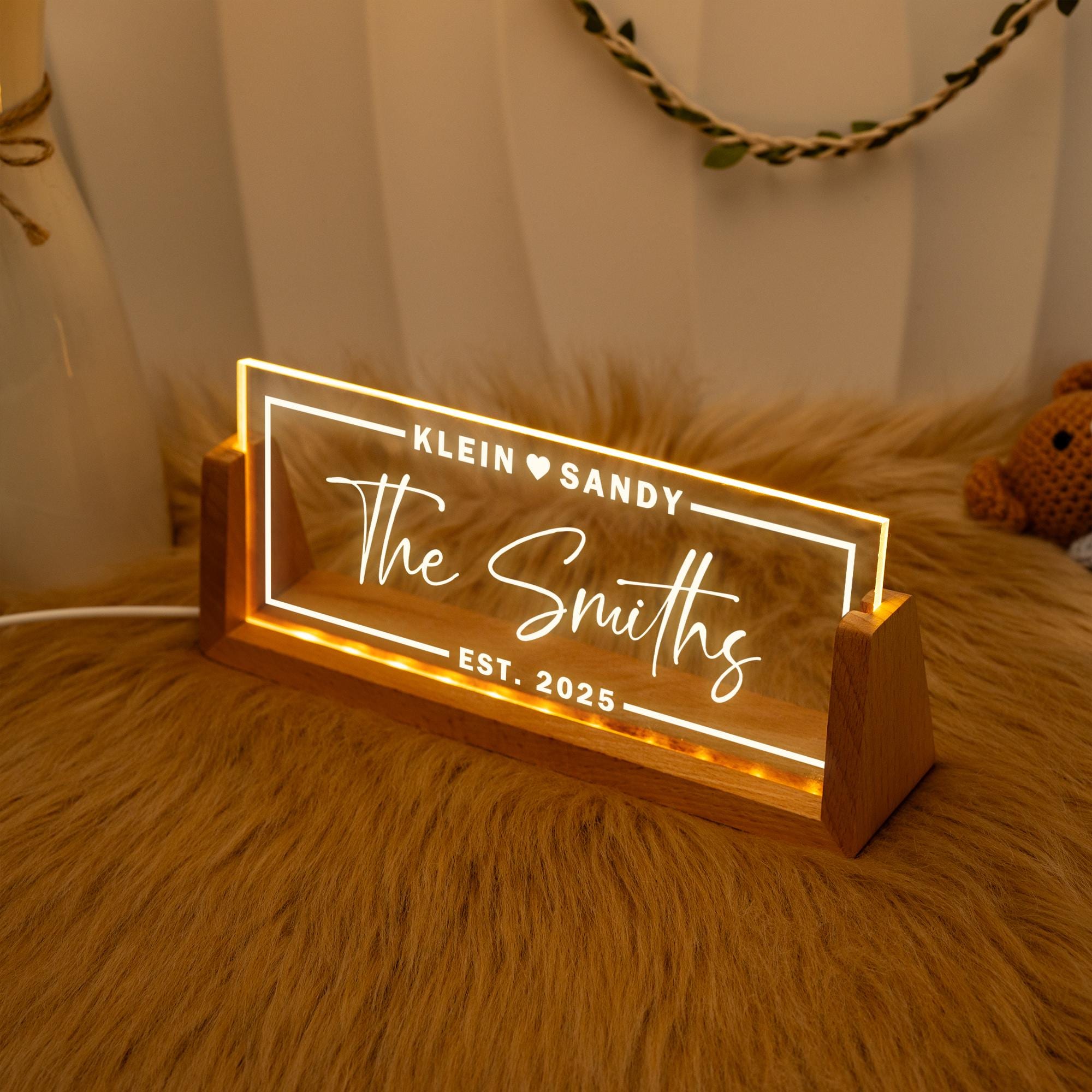 LED Couples Name Light,names and Date Lamp,custom Wedding Night Light ...