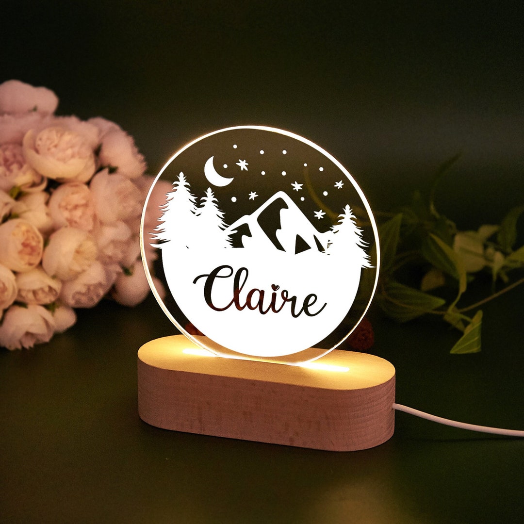 Christmas Gift for Kids, Personalized Night Light, Mountains Custom ...