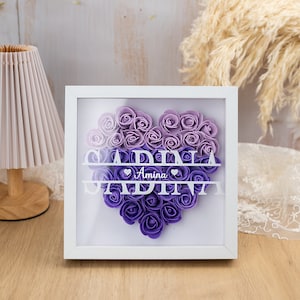 Personalized Mom Flower Shadow Box, Mother's Day Gift, Mom's Rose Frame ...