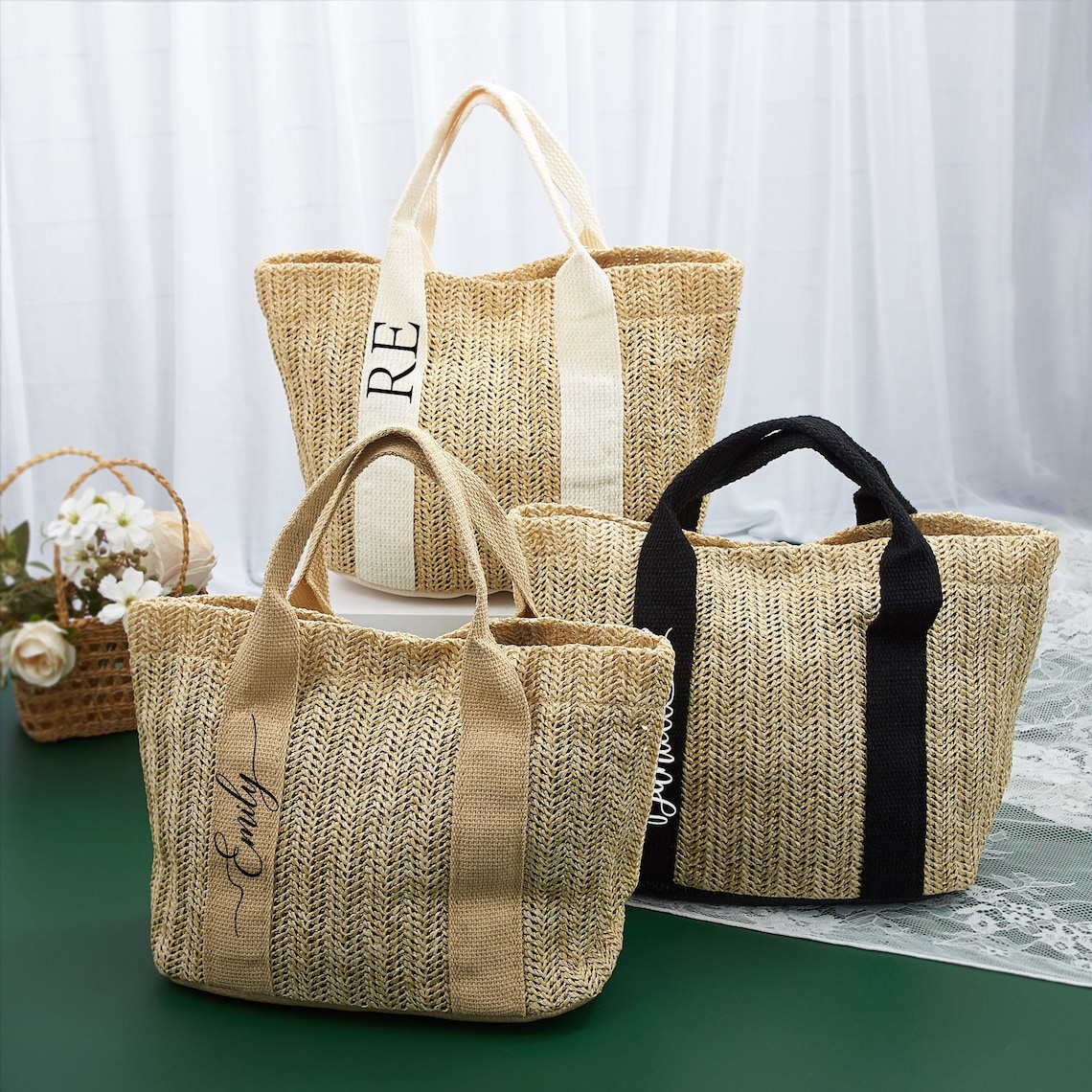 Personalized Bridesmaid Beach Bagcustomized Straw Bag for - Etsy