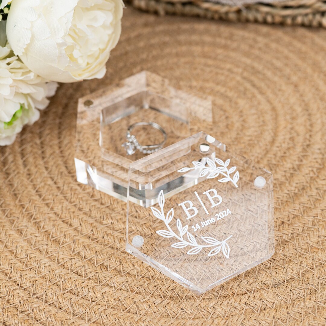 Personalized Acrylic Wedding Ring Box: Hexagon Ring Bearer - Etsy