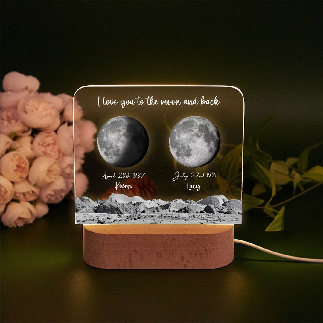 Personalized Moon Phase Acrylic Lamp,moon Phase by Date Night Light ...