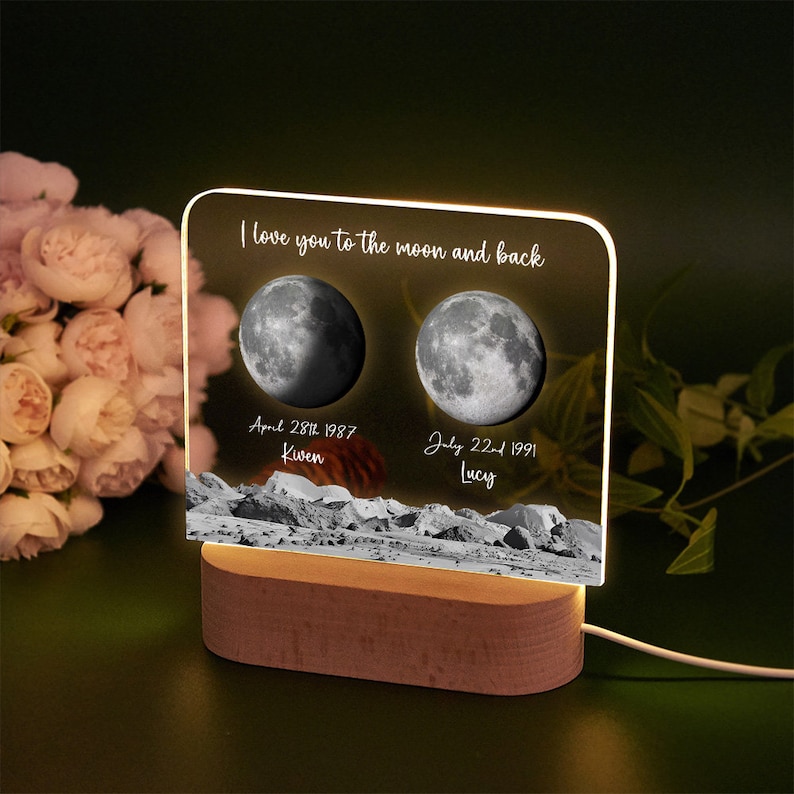 Personalized Moon Phase Acrylic Lamp,moon Phase by Date Night Light ...