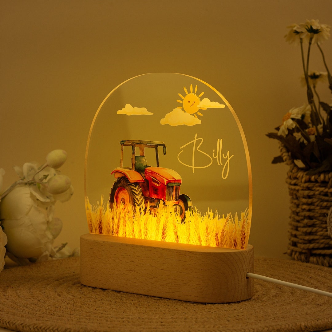 Personalised Tractor Night Light,boy Tractor Lamp,custom Gift for Baby ...