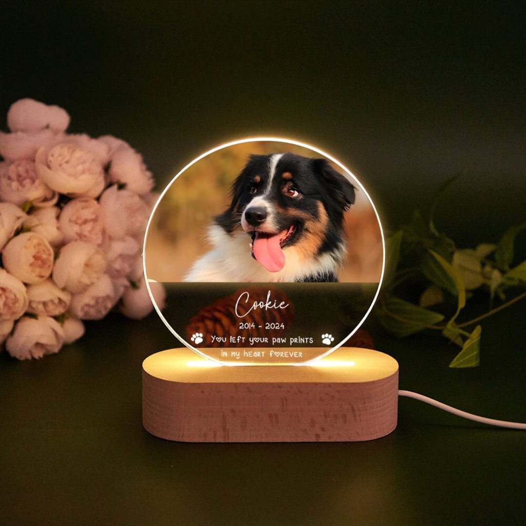 Personalized Pet Photo LED Memorial Light - Dog Cat Loss Sympathy Gift ...