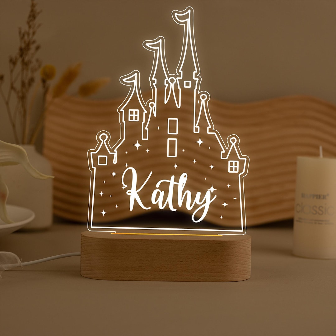 Personalized Princess Castle Night Light, Custom LED Lamp for Kids ...