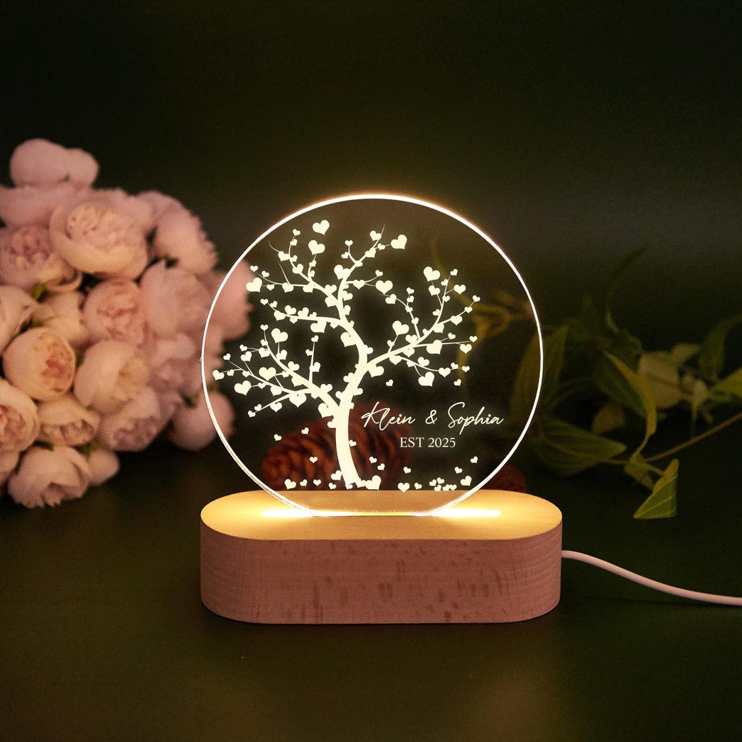 Personalized Tree of Love Night Light: Couples Names & Date - Etsy