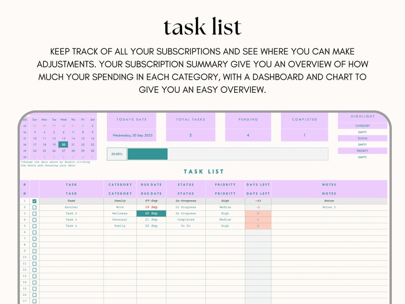 Purple Task List Tracker, Google Sheets Planner (digital Download) - Etsy