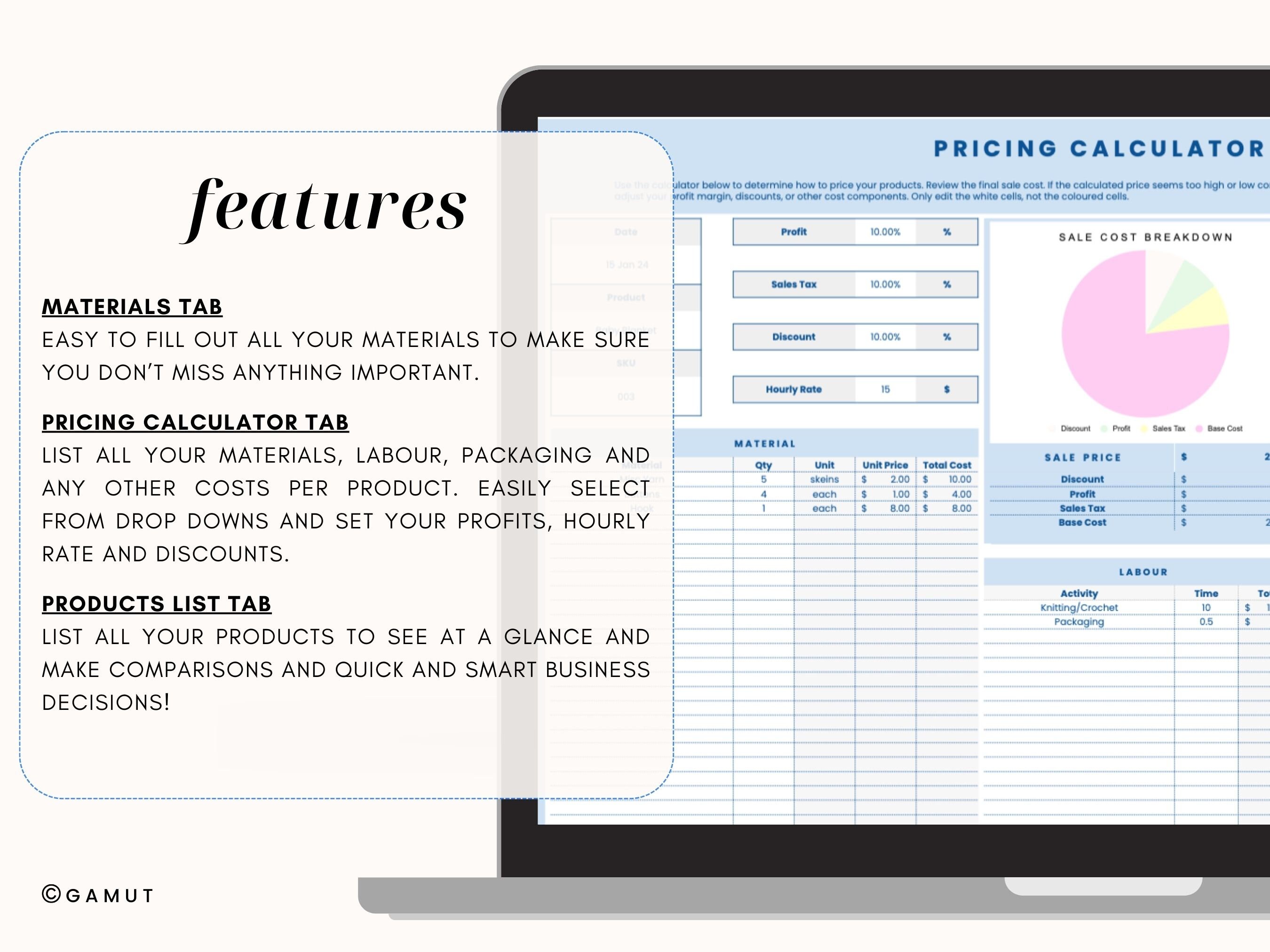 Easy and Simple Pricing Calculator Template Small Business Product ...