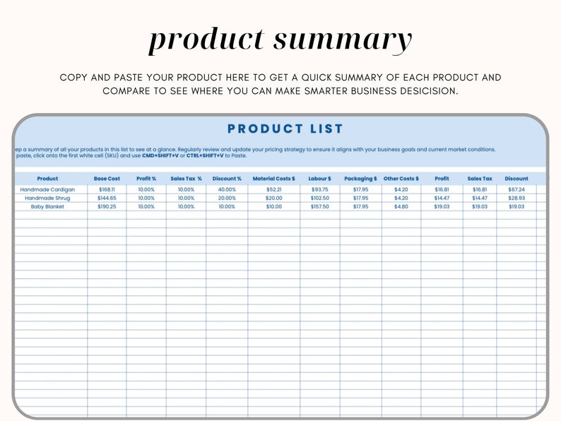 Pricing Calculator Template for Handmade Items (google Sheets, Digital Download) - Etsy