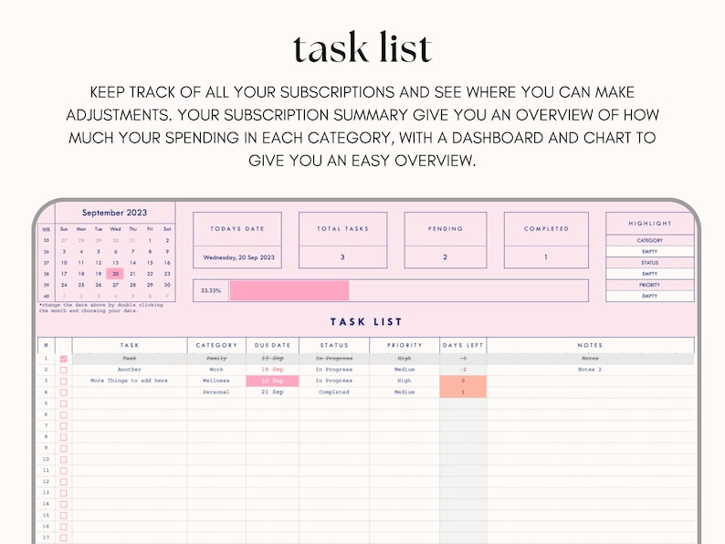 Task List Tracker | Simple Google Sheets Planner (digital Download) - Etsy