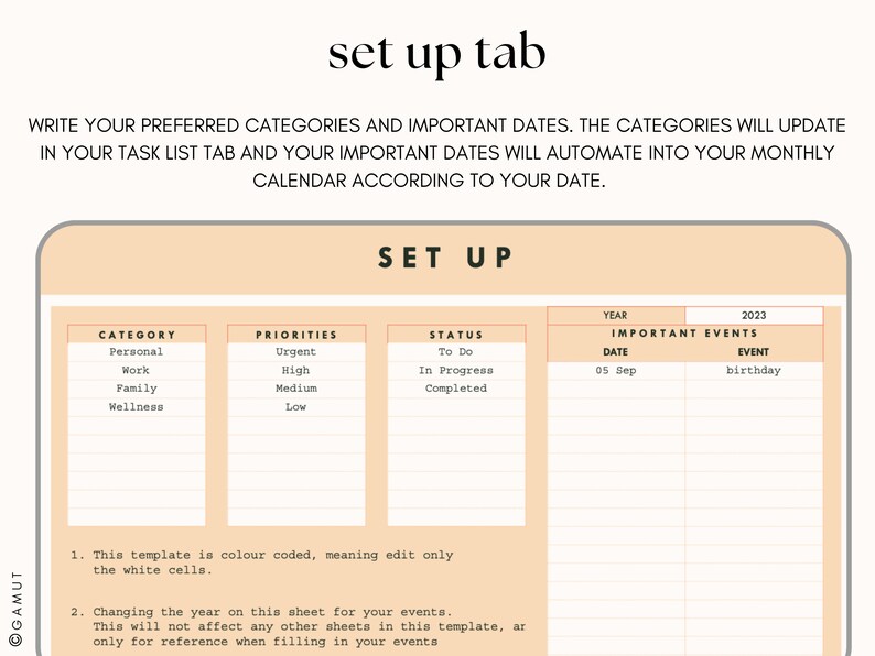 Google Sheets Task List Template, Productivity Planner (digital ...