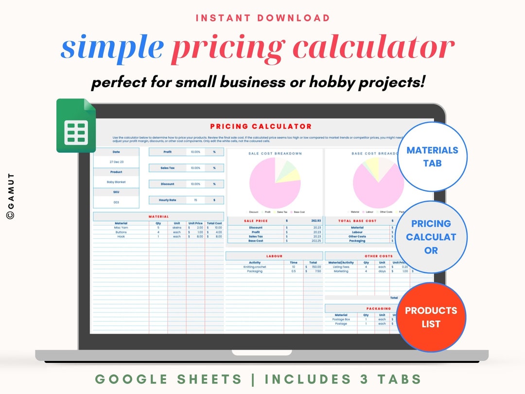 Easy and Simple Pricing Calculator Template Small Business Product ...