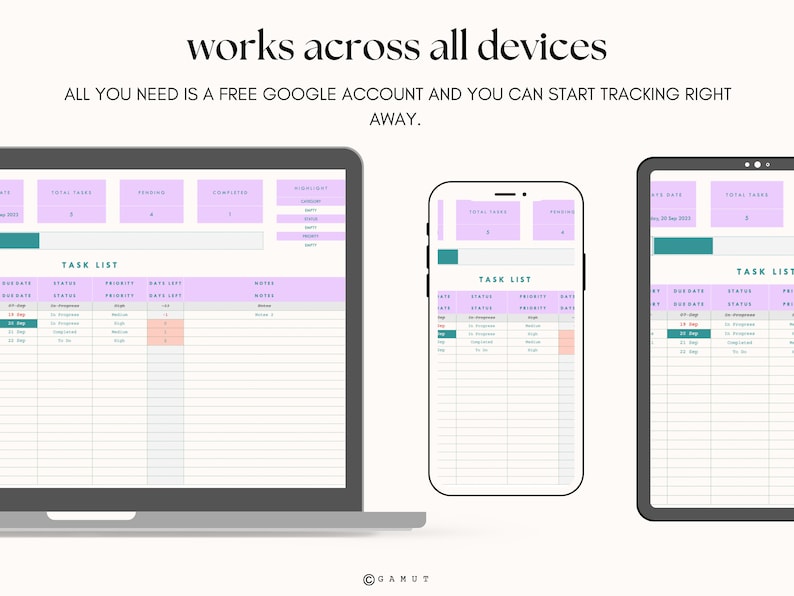 Purple Task List Tracker, Google Sheets Planner (digital Download) - Etsy
