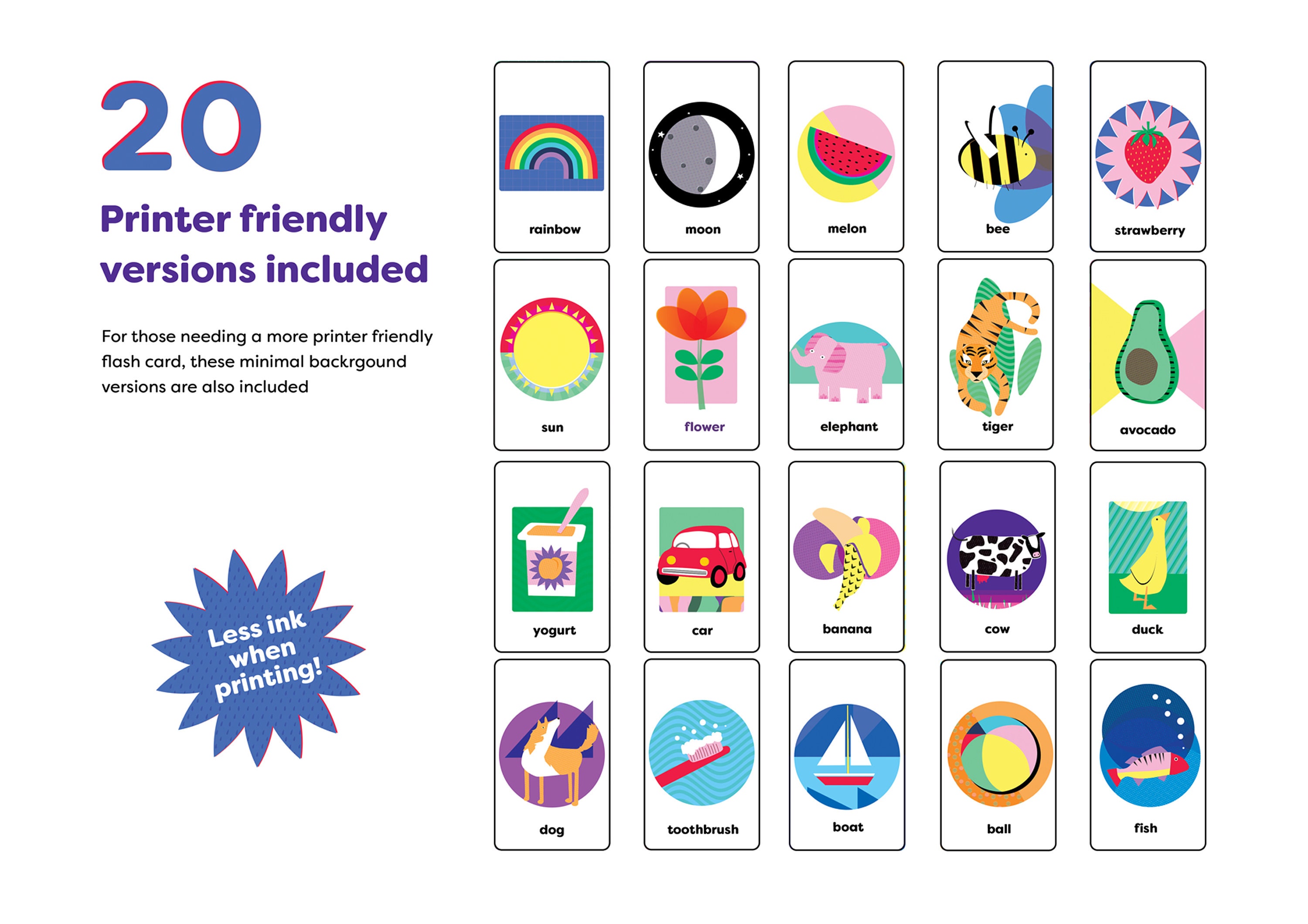 Printable Flashcards 20 Montessori Flashcards Baby Cards Educational ...