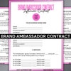 Editable Brand Ambassador Contract Template, Single Page Influencer ...