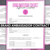 Brand Ambassador Agreement, Brand Ambassador Business Contract Template ...