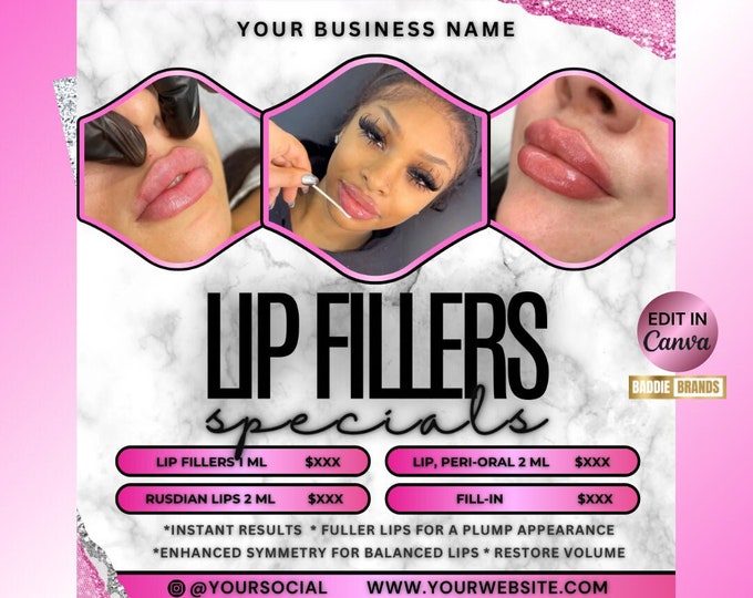 Lip Filler Healing Stages Poster, Editable Skincare Aftercare Template ...