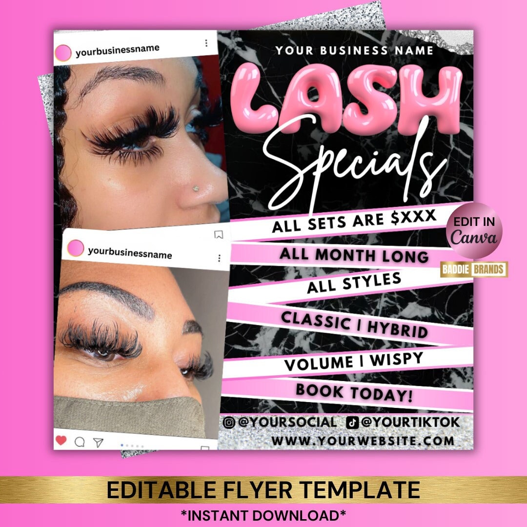 Lash Booking Flyer, Lash Flyer, Lash Book Now Flyer, Lash Tech Flyer ...