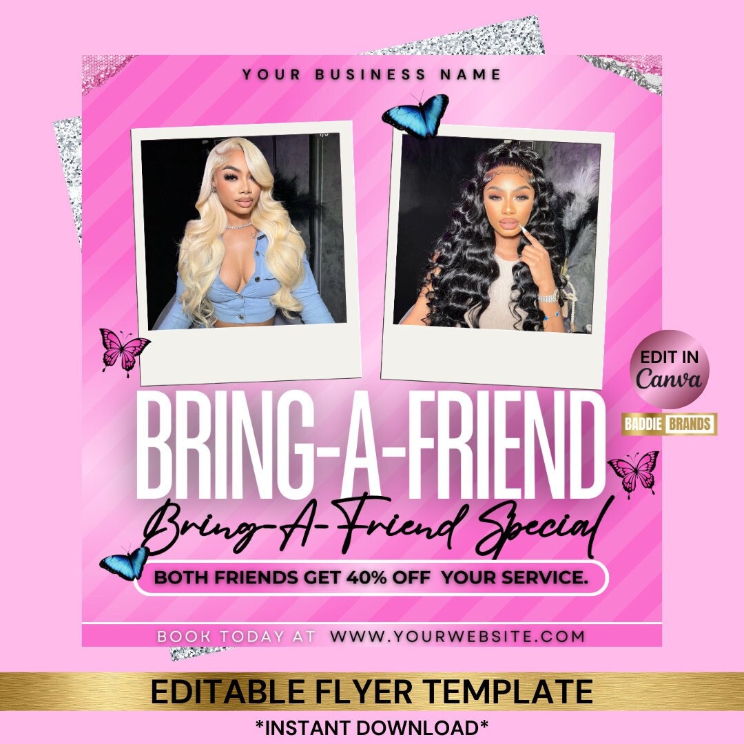 Bring a Friend Sale Flyer, Bestfriend Deal, Book Now Flyer, Hair ...