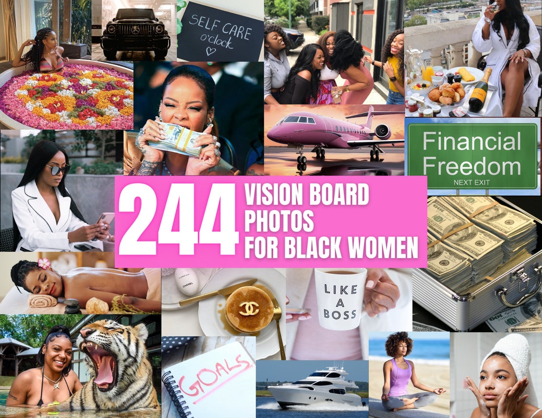 Black Girl Luxury Vision Board, Black Woman Vision Board Images, 2024 Black Girl Vision Board ...