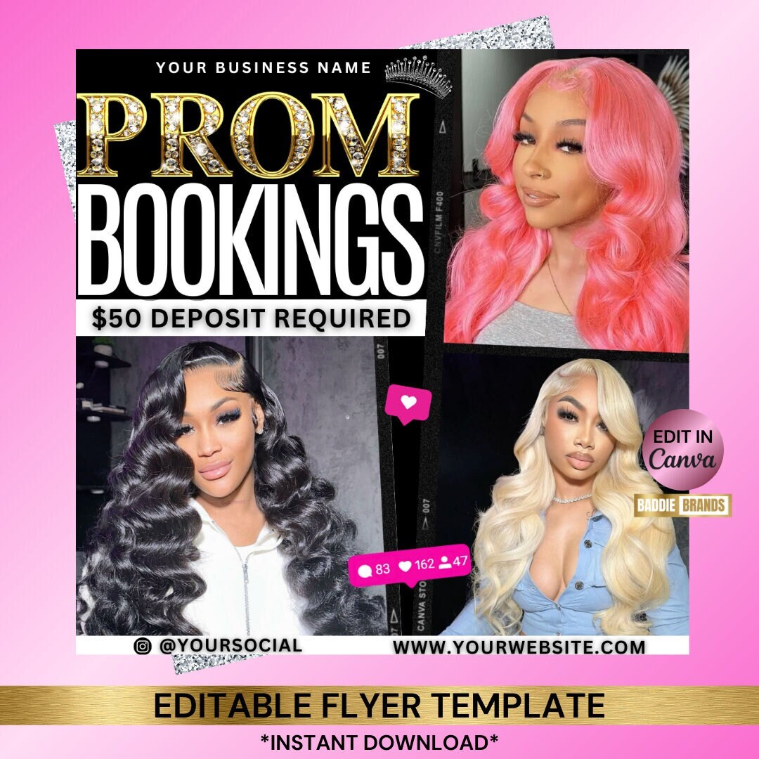 Prom Flyer, Prom Booking Flyer, Prom Hairstylist Nails Lashes Makeup ...