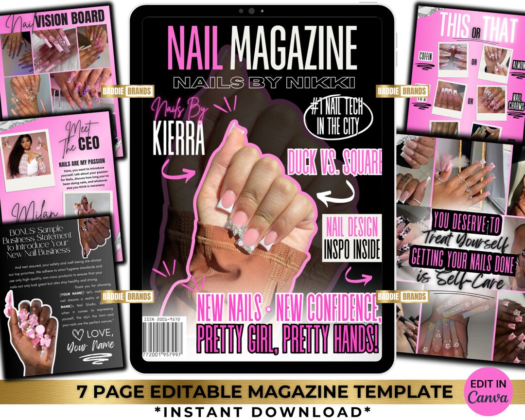 90s Nail Magazine Template: Canva Catalog Design (8 Pages) - Etsy