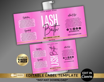 Lash Bath Label Template, Lash Shampoo Label, Eyelash Foam Cleanser ...