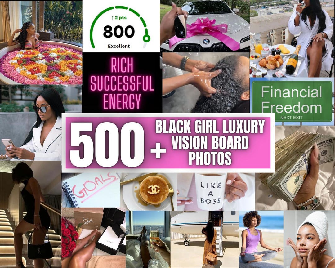 Black Girl Luxury Life 2025, Vision Board Printable Pics, Affirmations ...