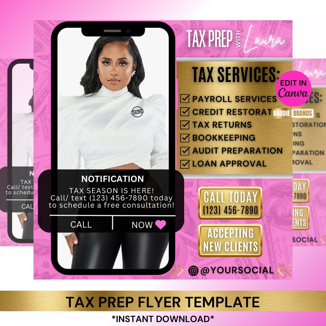 Tax Flyer Template | Editable Tax Prep Flyer Canva | Refund DIY ...