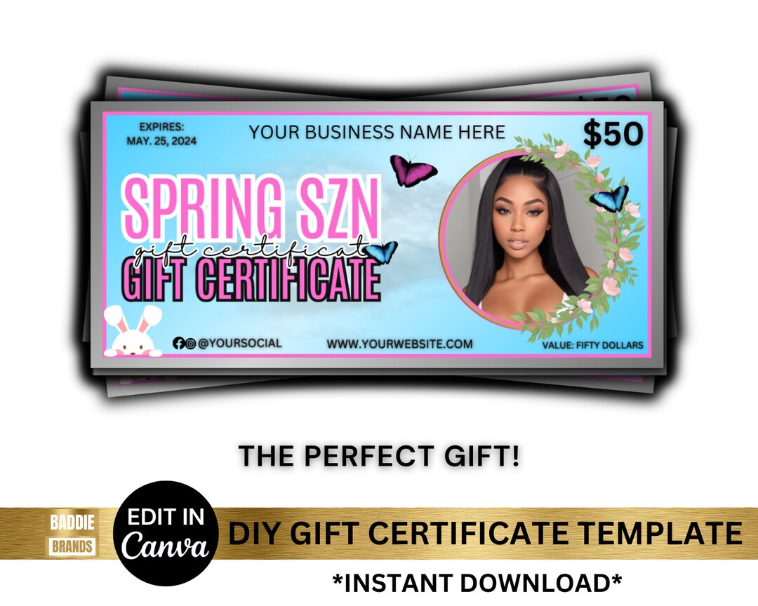 DIY Gift Certificate, Spring Season Gift Certificate, Easter Gift ...
