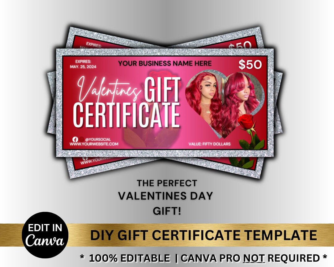 Valentines Gift Certificate Template, February Booking Flyer ...